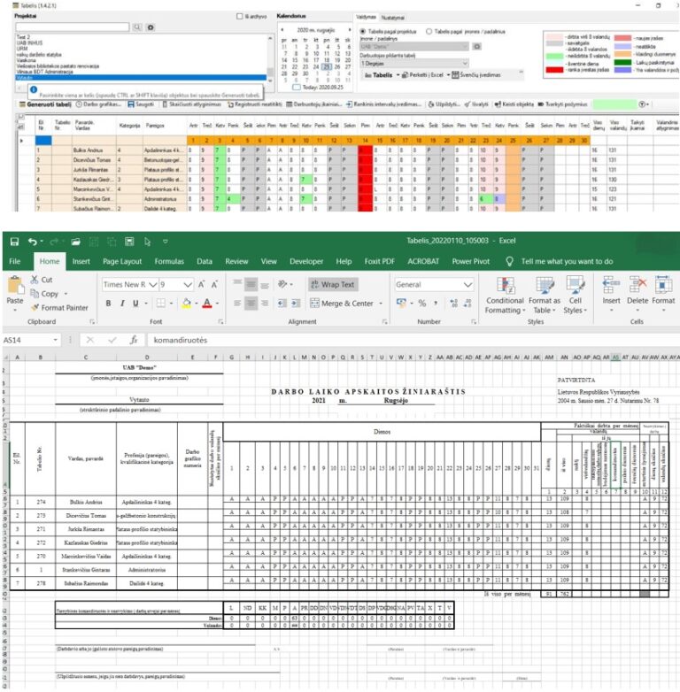 Darbo laiko apskaitos sistema - Raiginsta